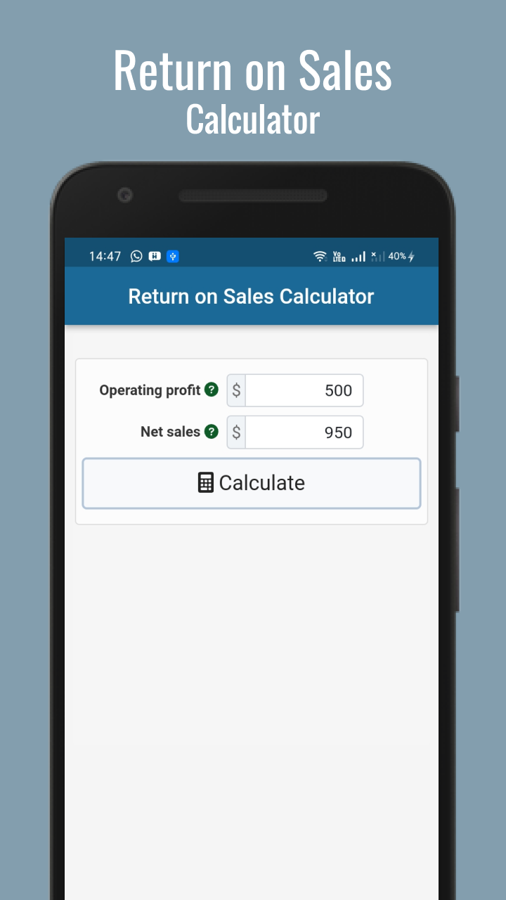 Return On Sales Calculator - App on Amazon Appstore