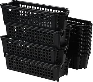 Amazon.com: Morcte 12 Pack Narrow Plastic Storage Basket, Stacking Slim ...