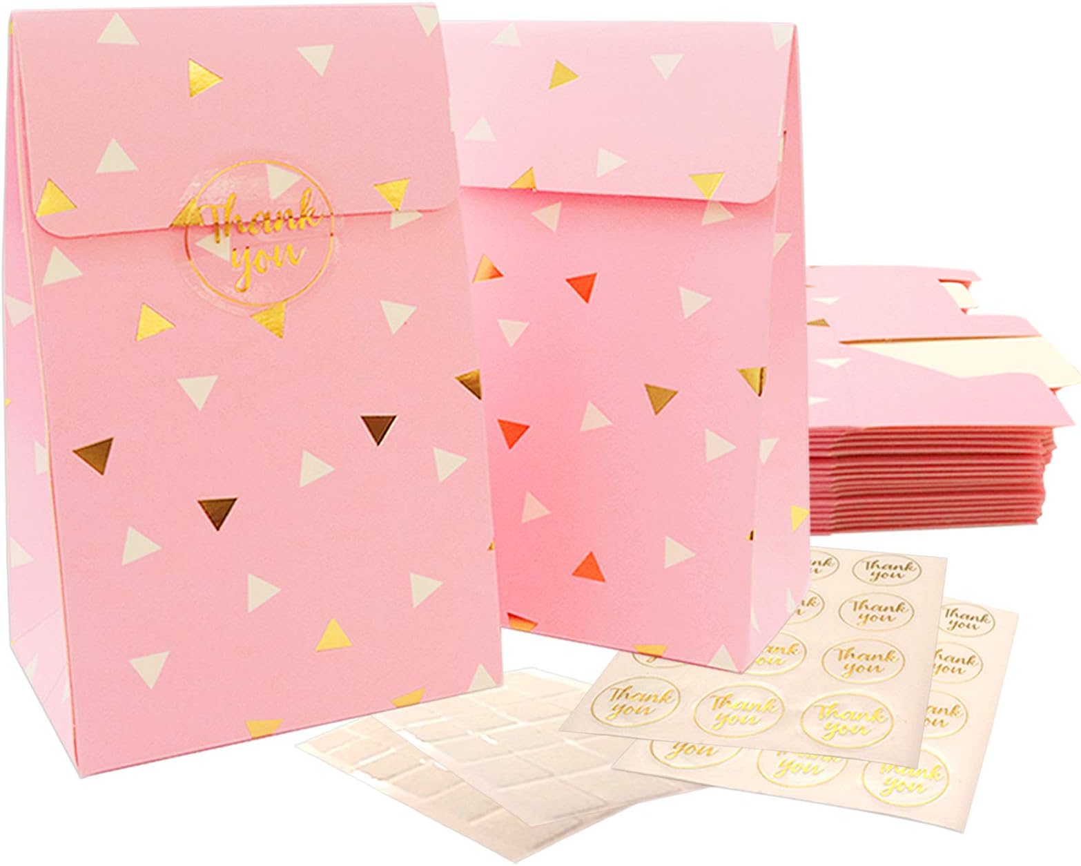 Amazon.com: Sparkle and Bash Pink Gift Bag, Party Favor Bags with Gold ...