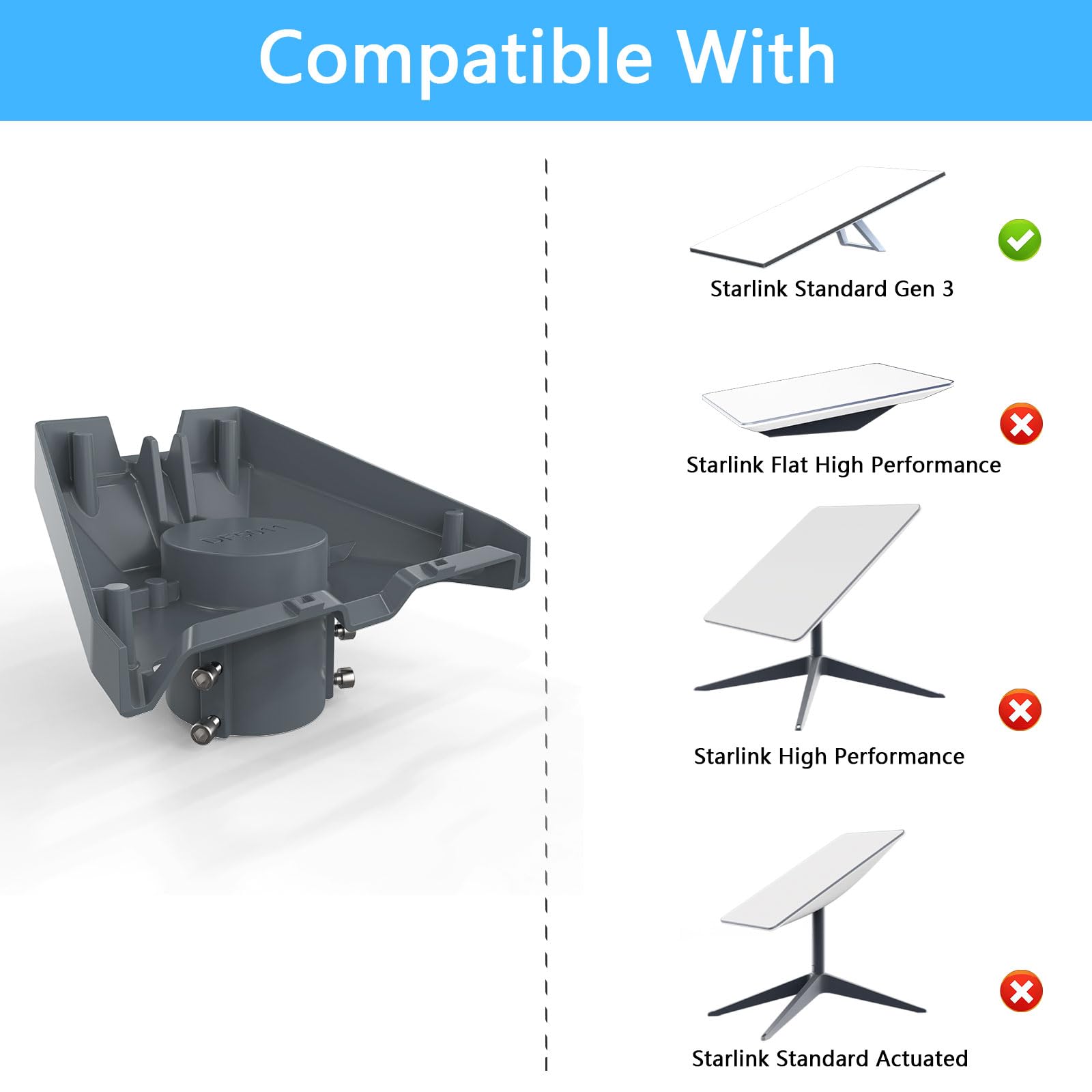 Snapklik.com : Starlink Gen 3 Pipe Adapter, Pole Mount Adapter Mounting ...