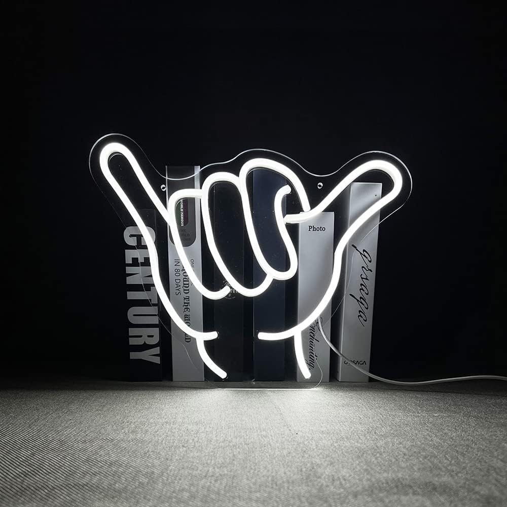 Neon Signs Shaka Hand Gesture Hang Hand Symbol LED Light for Wall Decor ...