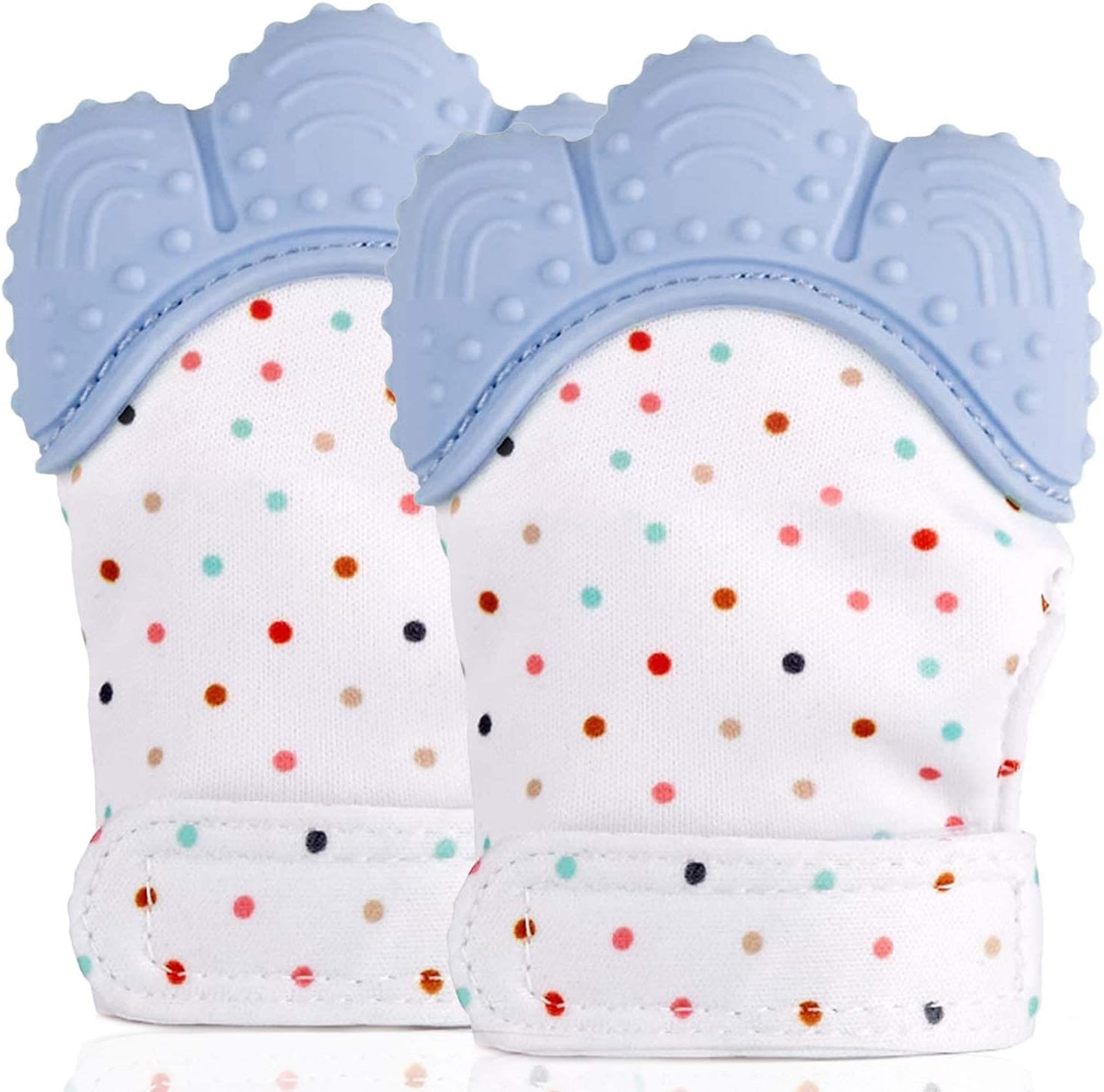 2 Pack Food Grade Silicone Teether Glove, Baby Teething Mitten ...