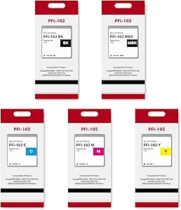 Amazon.com: PFI-102 Ink Tank Set Replacement for Canon PFI-102 PFI102 Ink Cartridge Works with ...