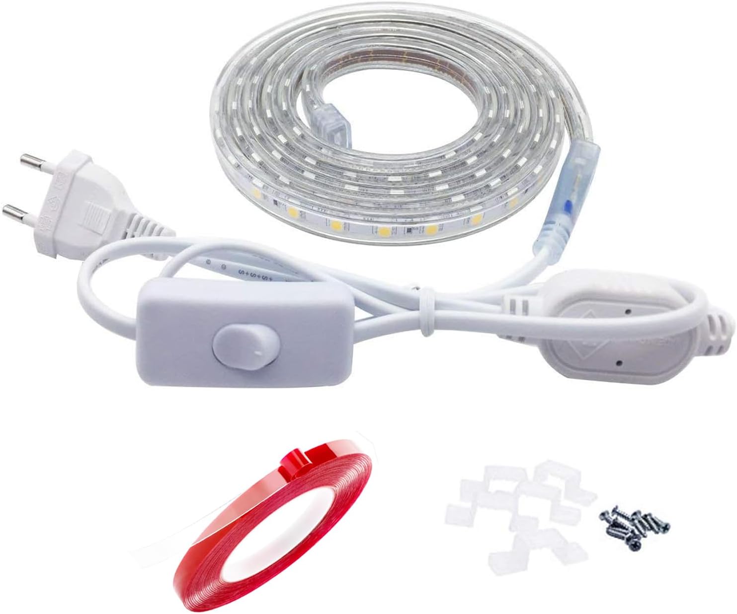 LONCWO LED Streifen 2m, IP65 Wasserdicht LED Strip 220V 230V LED Band ...