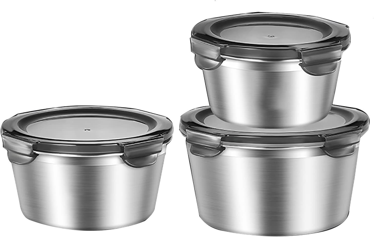Amazon.com: CORAHE 3 Pieces of Round Food Storage Container, 316 ...