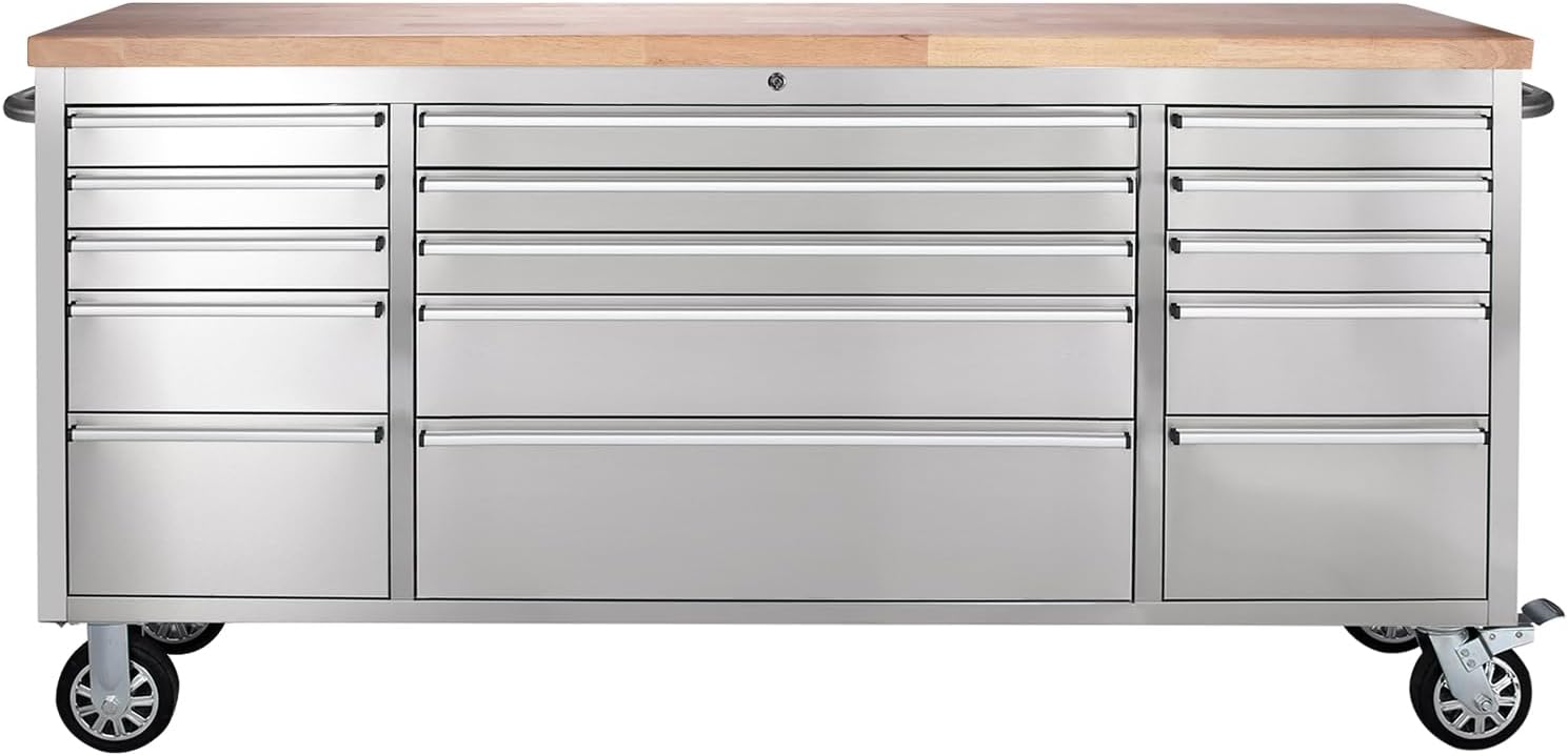Amazon.com: FH FOHOME 72-inch Stainless Steel Rolling Tool Chest with ...
