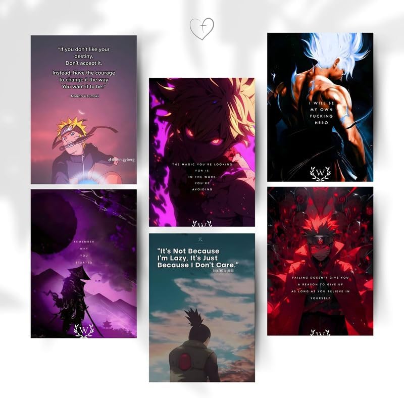 Anime Motivational Poster A4 Pack of 6 Perfect Wall Decoration in ...