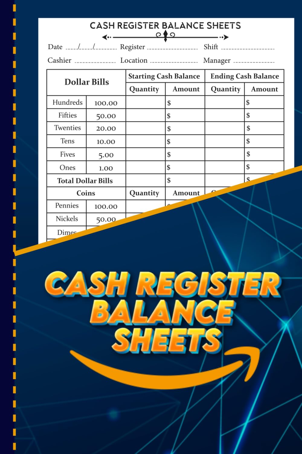 Amazon.com: Cash Register Balance Sheets: Cashier Log Book for Daily ...
