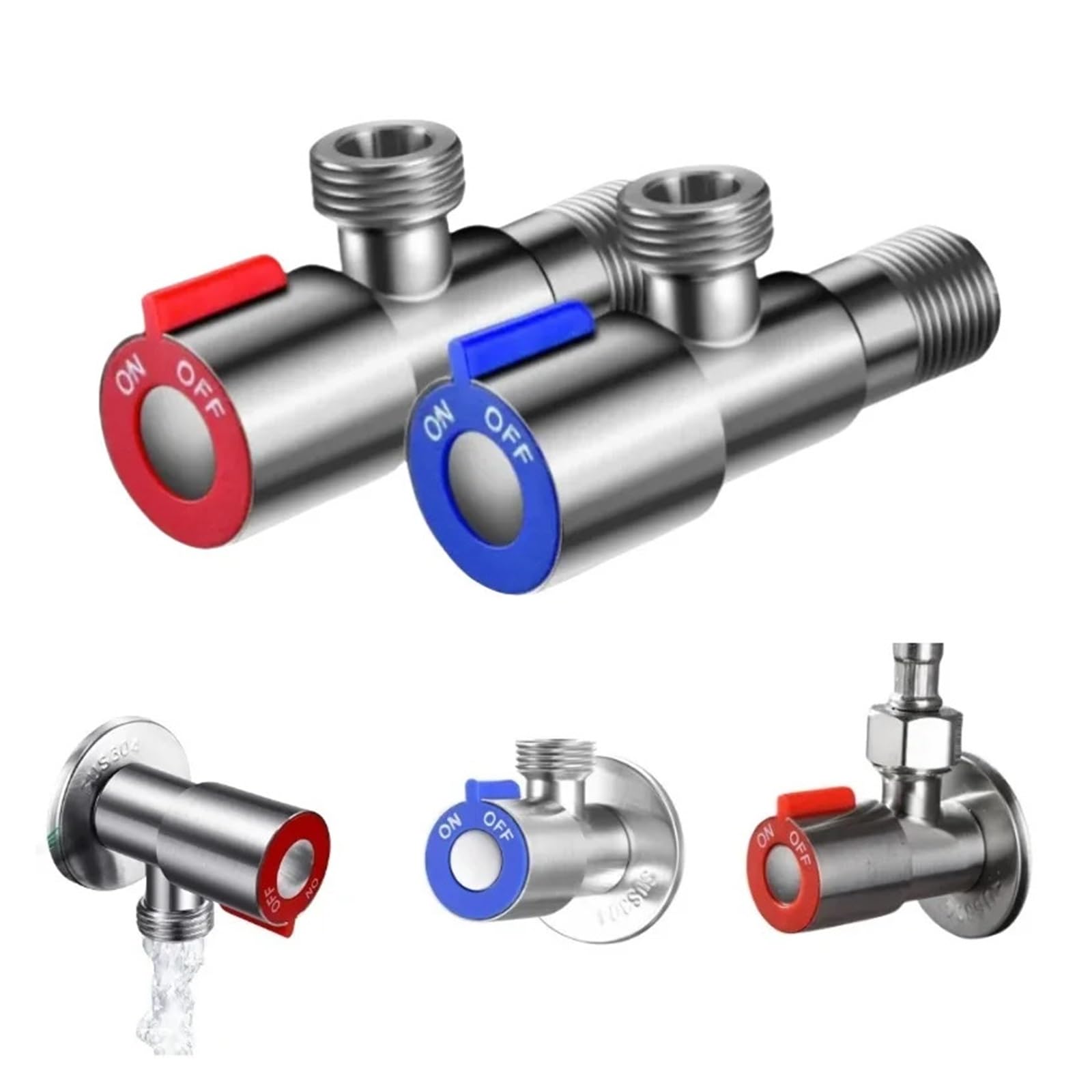 Snapklik.com : Hot Cold Water Triangle Valve G1/2 Stainless Steel Hot ...