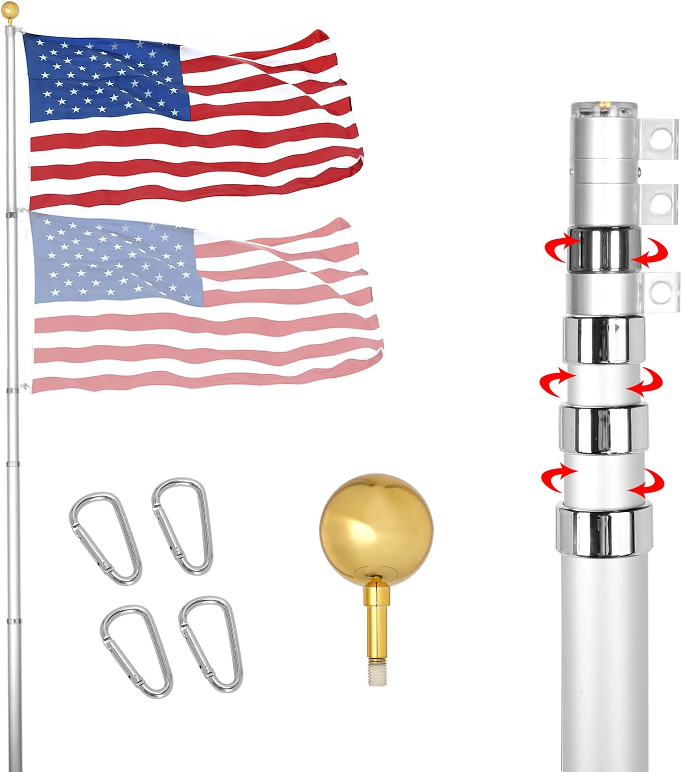 Amazon.com : Replacement Section for 20 ft Sectional Aluminum Flag Pole ...