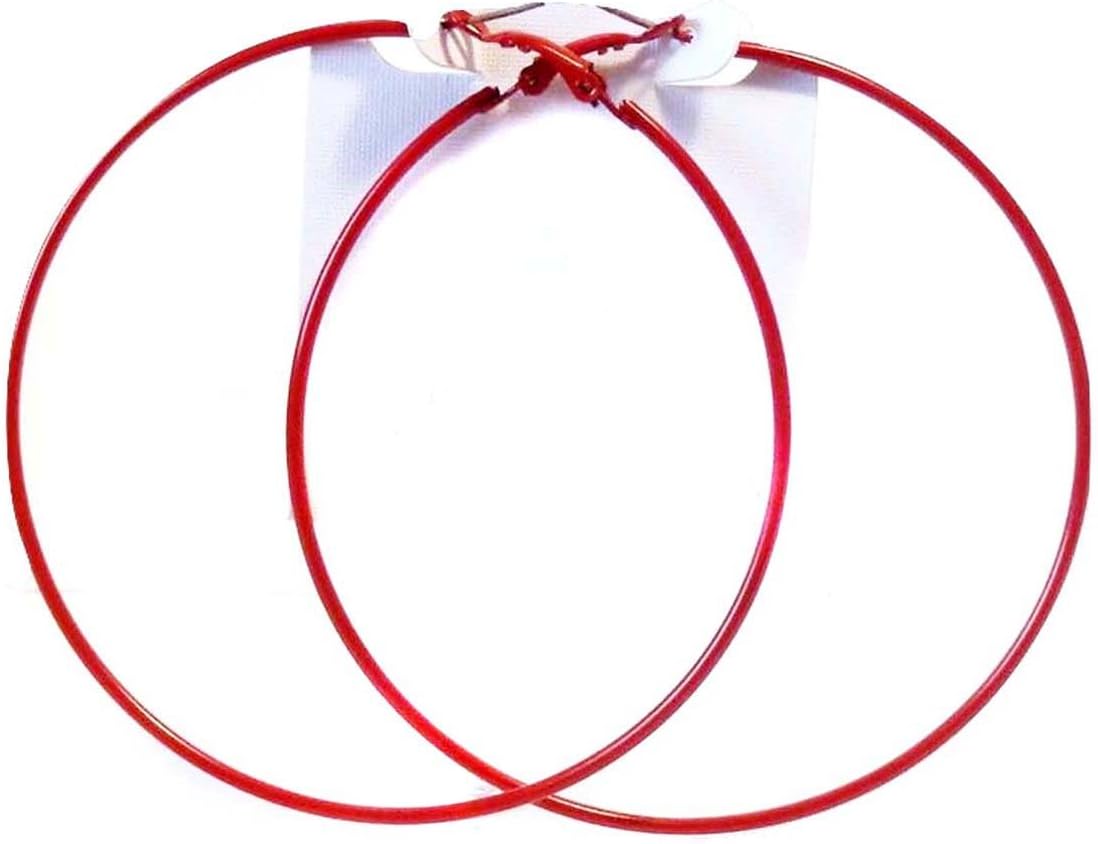 Amazon.com: Red Hoop Earrings Thin Hoop Earrings Red Hoops 3 Inch ...