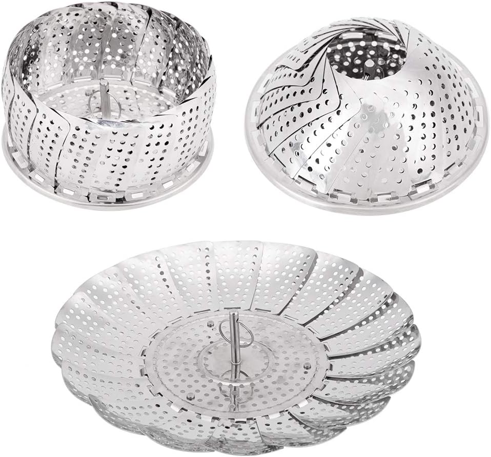 Amazon.com: Stainless Steel Vegetable Steamer Basket Collapsible ...