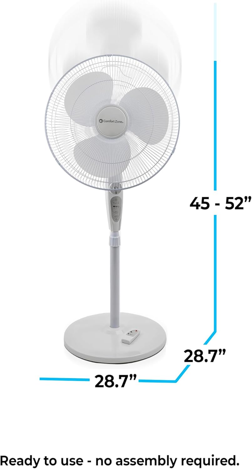 Comfort Zone Oscillating Pedestal Fan with Remote Nepal | Ubuy