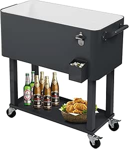 Amazon.com: Rolling Cooler, 80 Quart Rolling Ice Chest Cooler Cart with ...