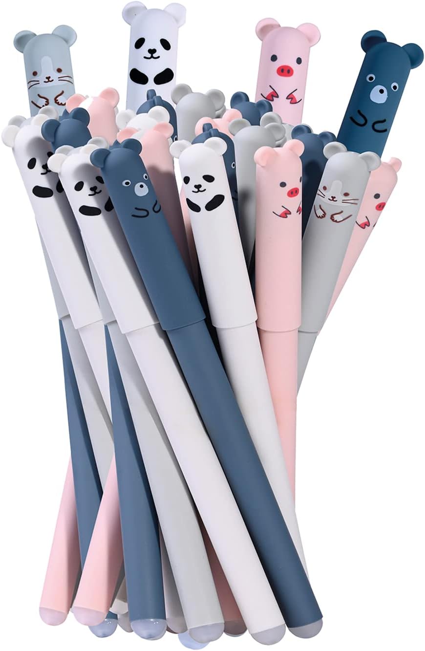 RIANCY 0.4mm Erasable Gel Pens,12 Pack Cute Cartoon Animal Rollerball ...