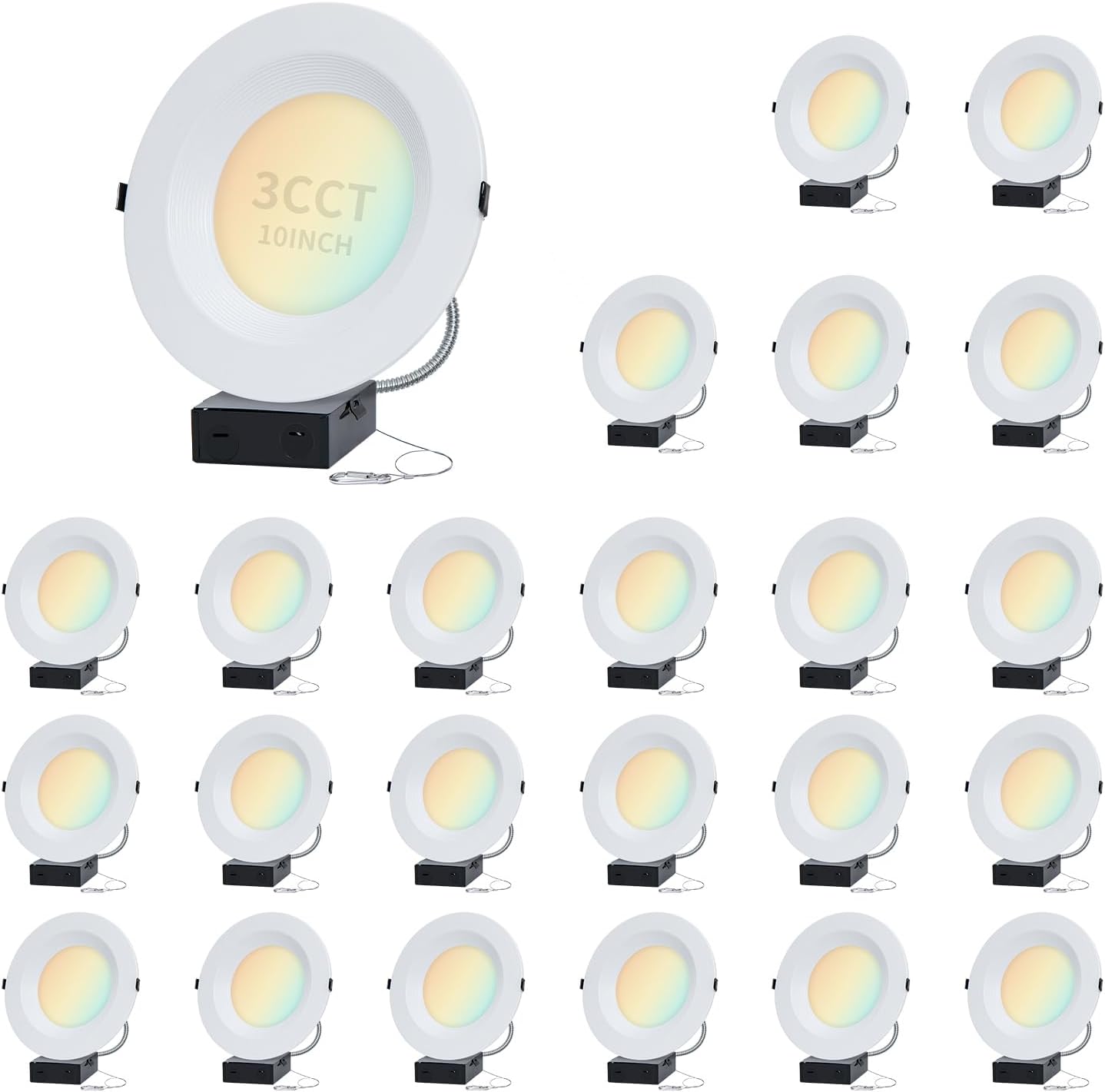 mw 10 Inch Recessed LED Commercial Downlight with J-Box, 22/29/37.5W, 3 ...