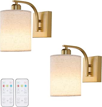 Powfloven Gold Rechargeable Battery Operated Wall Sconces Set of 2 with ...