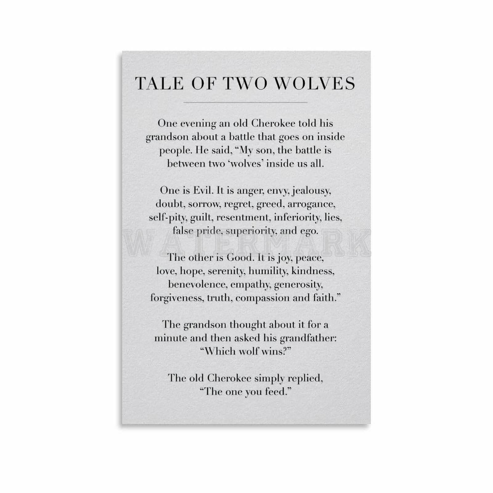 Amazon.com: CFGDRR Tale of Two Wolves Poster, Cherokee Tale, Native ...