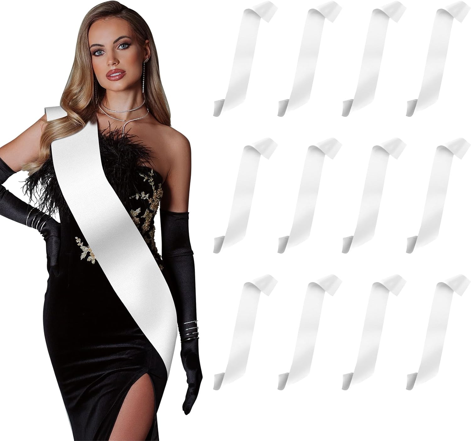 Amazon.com: 12pcs White Satin Sash Party Favors - Graduation, Birthday ...