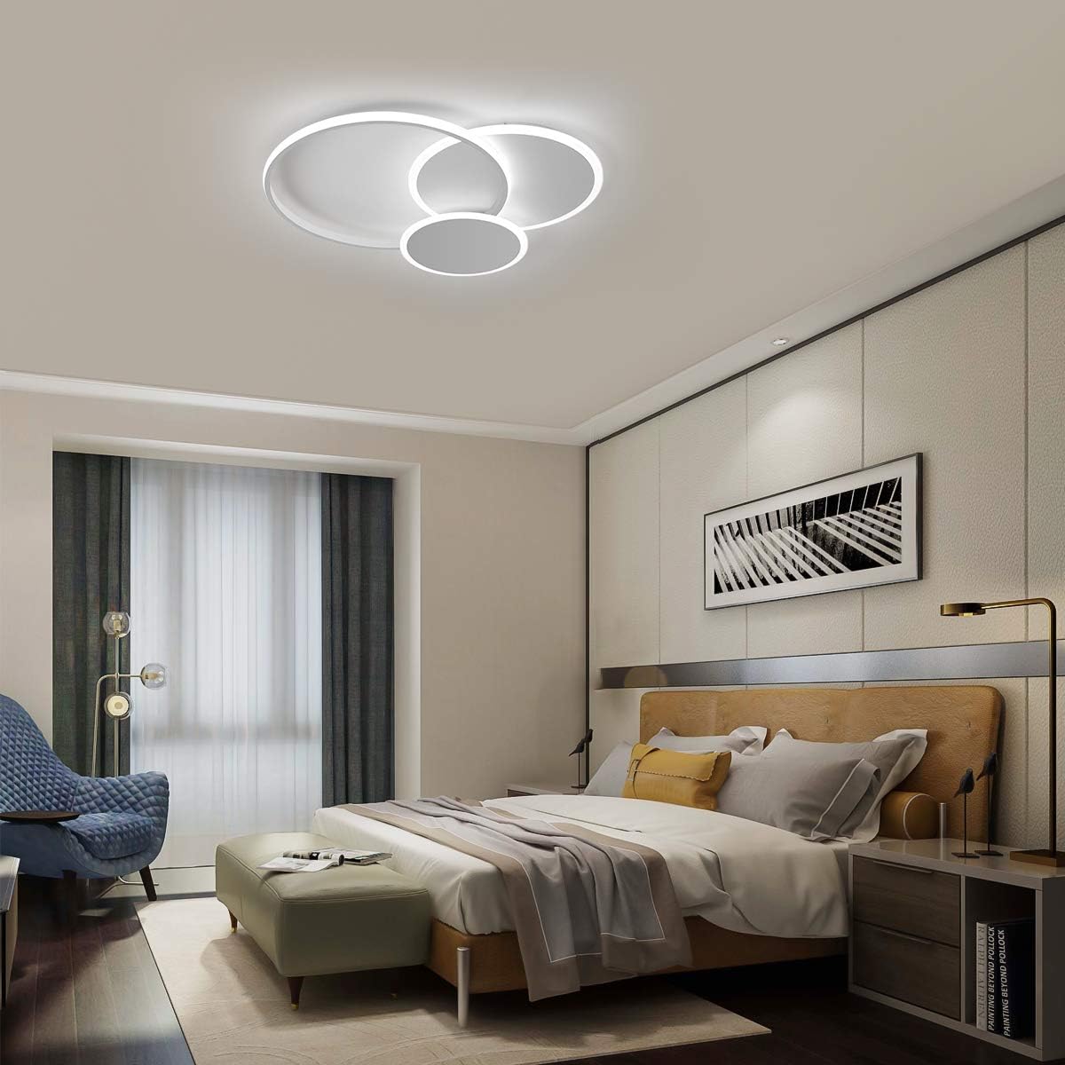 Qcyuui 32W Flush Mount Ceiling Lamp, Modern LED Ceiling Light, Acrylic ...