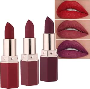 Matte Lipstick Sets,Waterproof Moisturizer Long Lasting Red Lip Stick ...