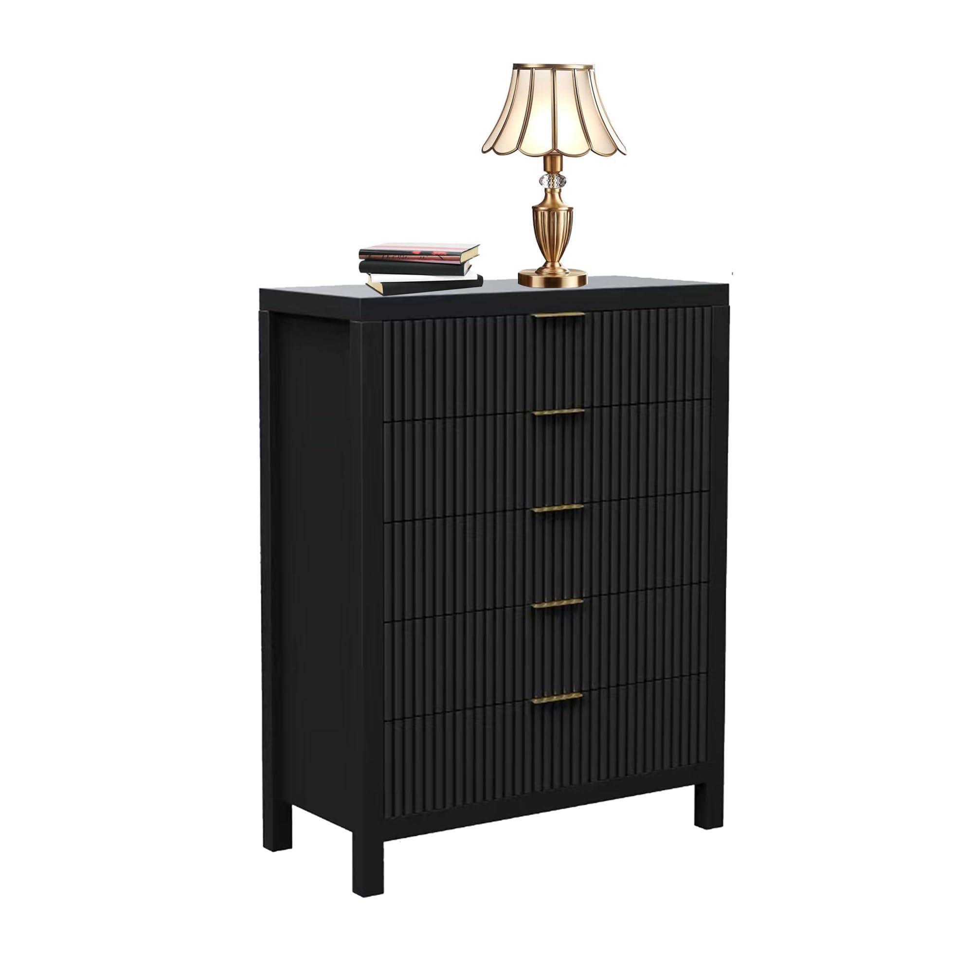 Amazon.com: MJADUE Fluted 5 Drawers Dresser, Modern 5-Drawer Dresser ...