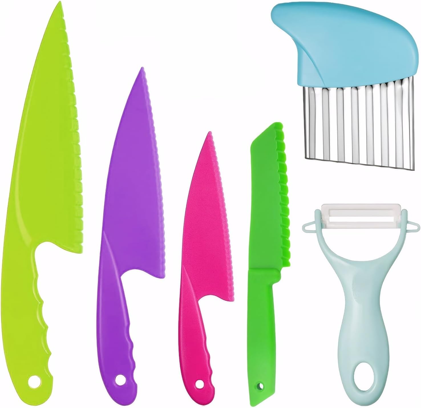 LIXINS 6PC Mini Chef Knife Set for Kids, Toddler Knives for Chopping ...