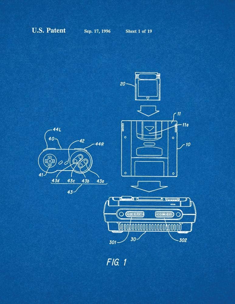 Nintendo Video Game Controller Patent Print Art Poster Blueprint (11" x ...