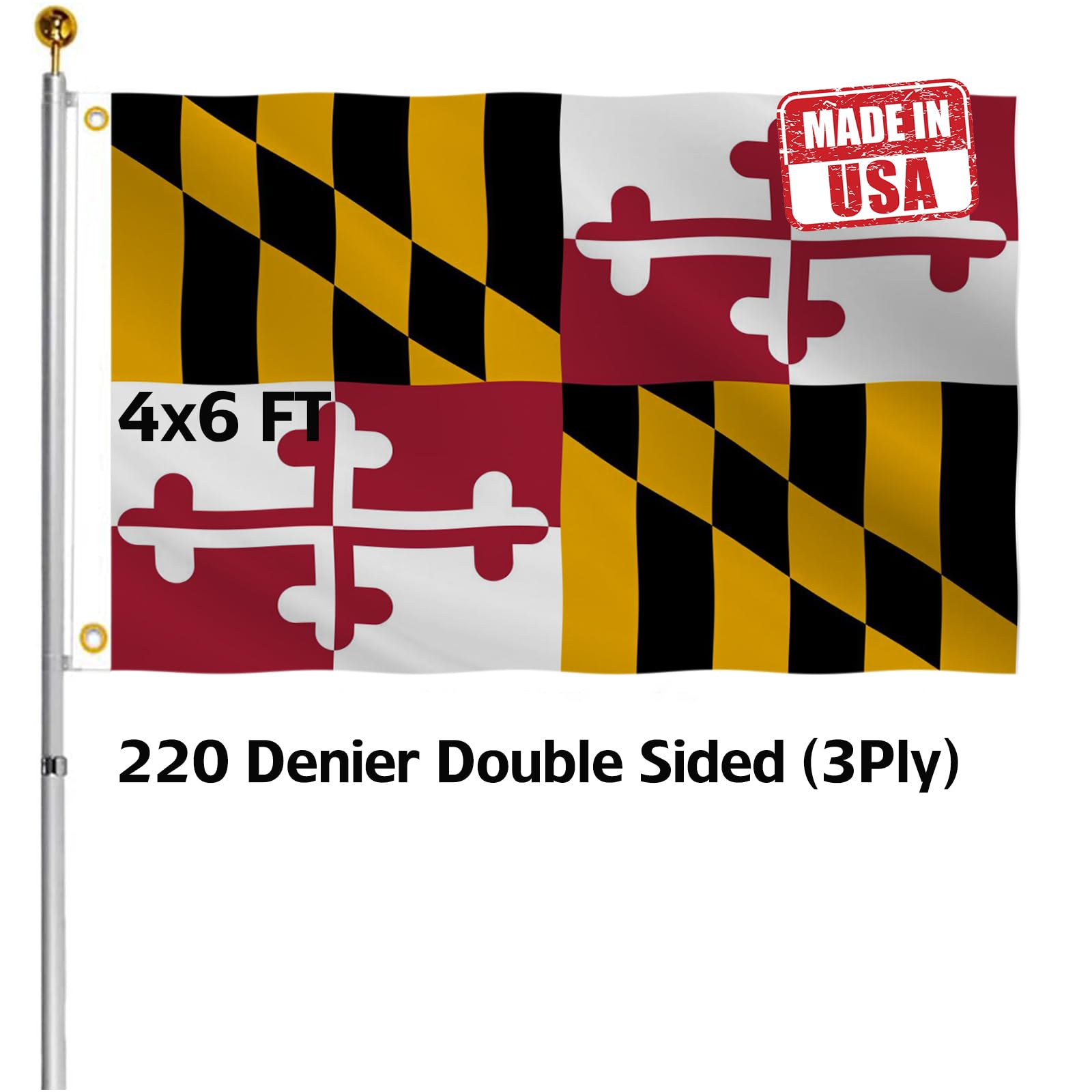 Amazon.com : Hypoth Double Sided Maryland Sates Flag 4x6 FT Outdoor- UV ...