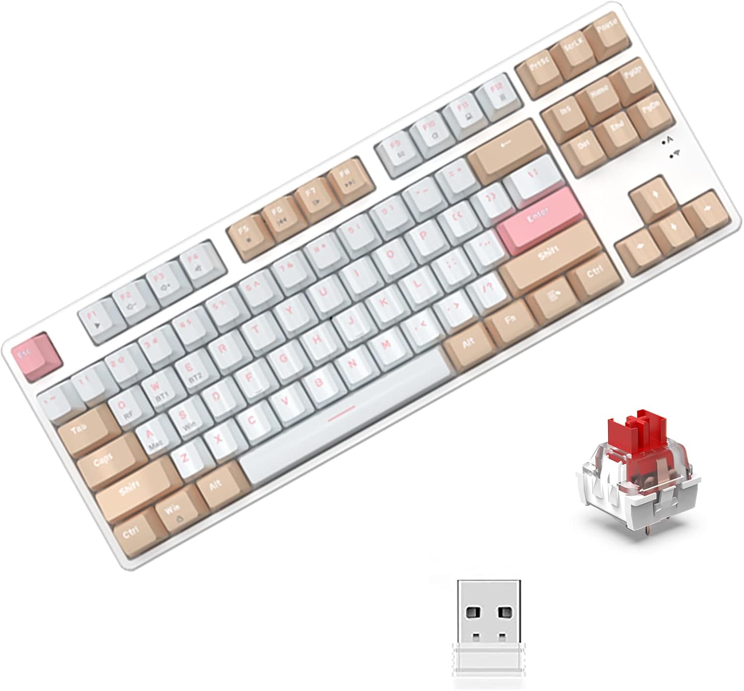 ATTACK SHARK AK871 TKL Hot Swappable Mechanical Keyboard with Red ...