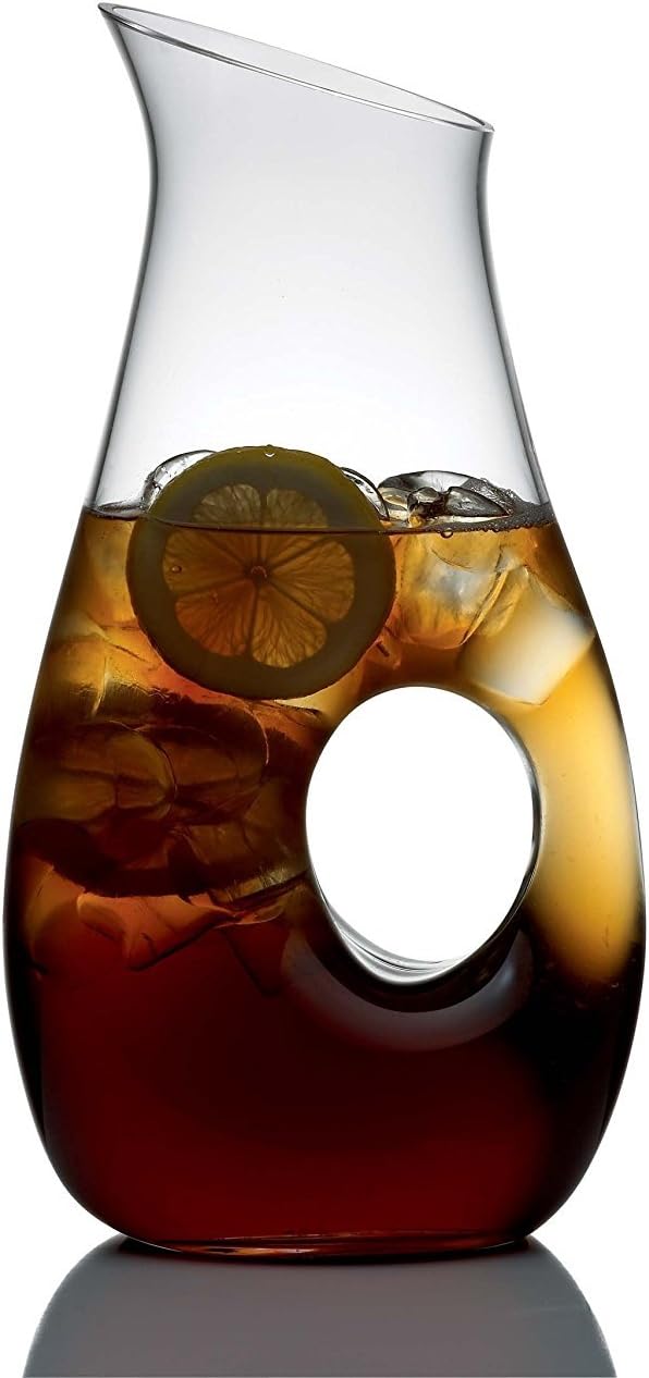 Amazon.com: Pierced Glass Handblown Carafe Pitcher, 1 Liter (Set of 2 ...
