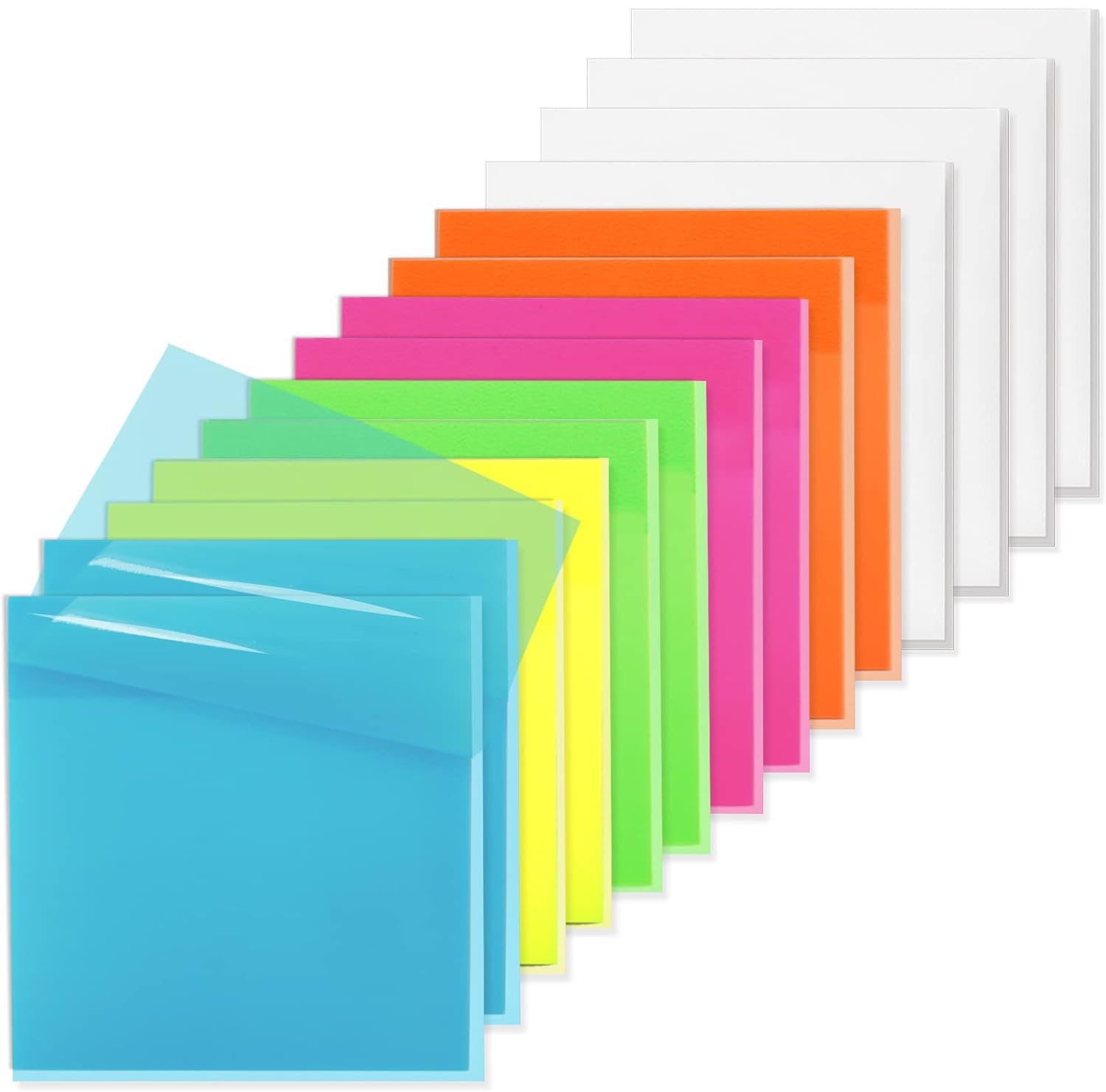 OFIXO (Multicolor) Transparent Sticky Note Pads - 100 Pcs Waterproof ...