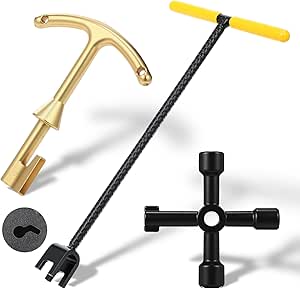 Lanties Water Meter Key 17 Inch Enforced Steel Wrench T-handle with 4 ...