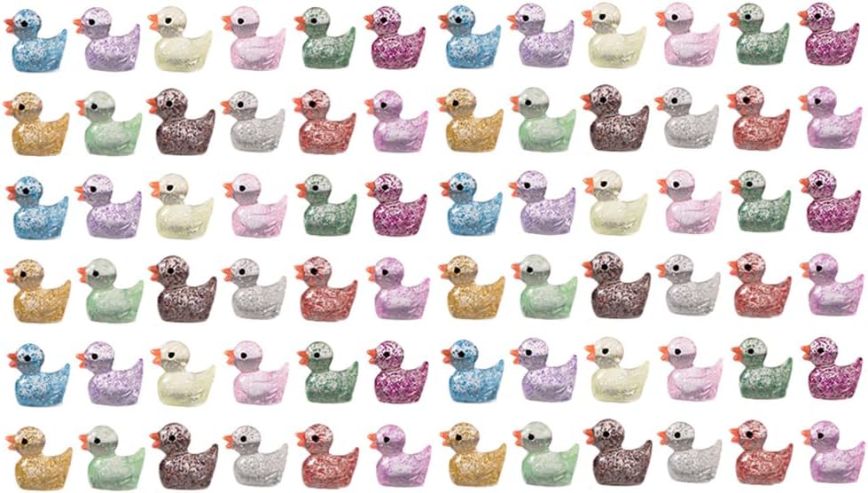 Amazon.com: LUOZZY 72PCS Mini Resin Ducks Glitter Tiny Ducks Miniature ...