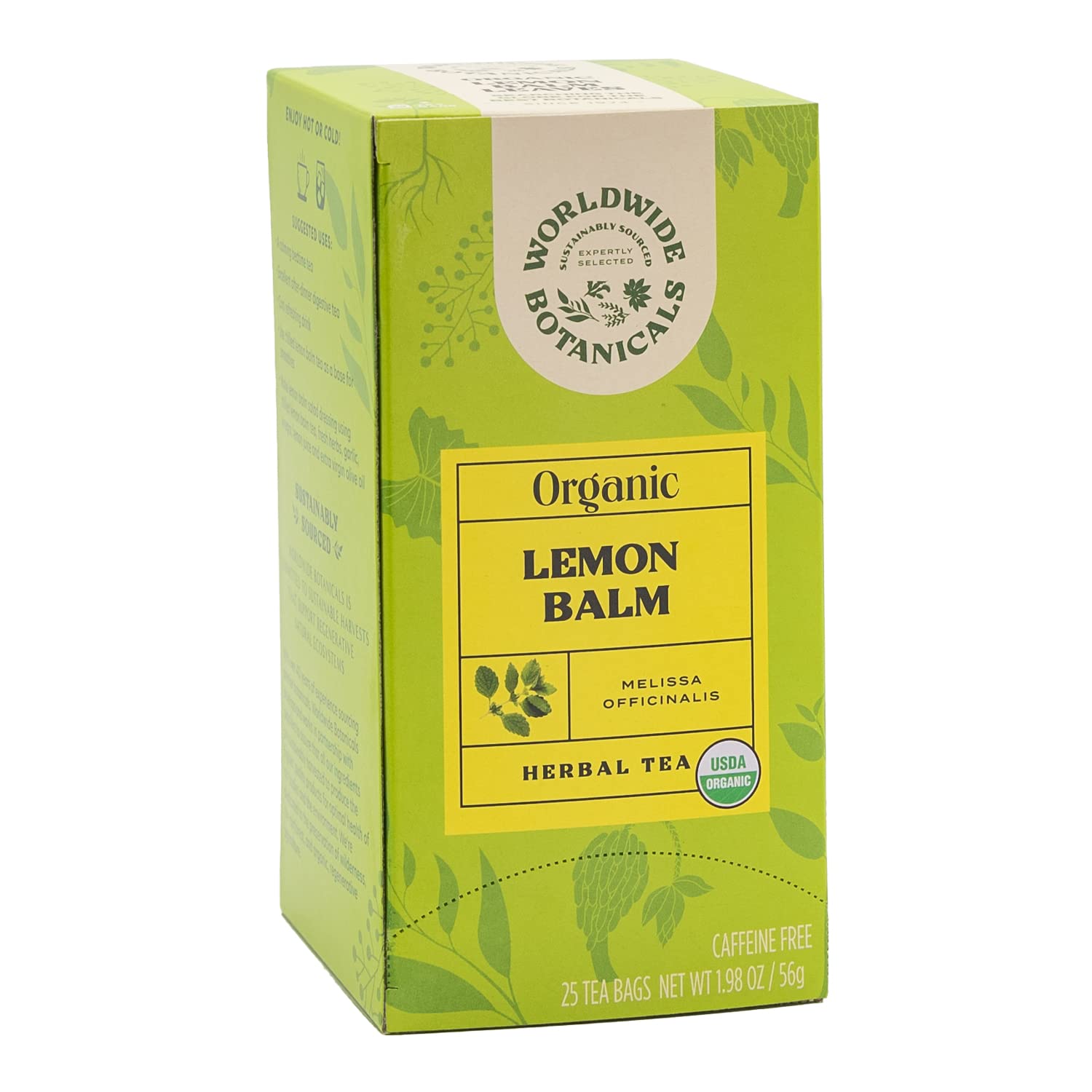 Amazon.com : Worldwide Botanicals Organic Lemon Balm Tea, 25 Tea Bags ...
