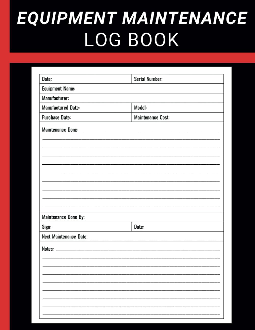 Equipment Maintenance Log Book: Equipment Maintenance Log Book | Keep ...