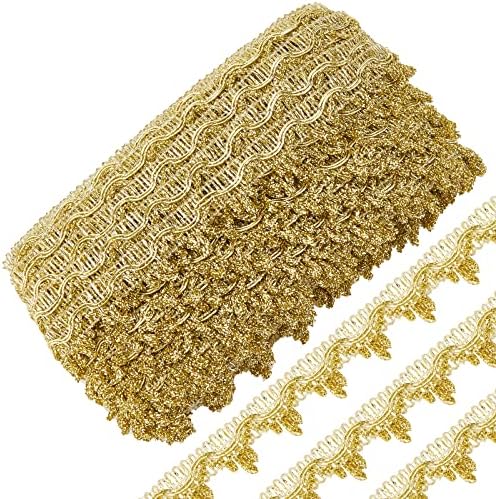 Amazon.com: GORGECRAFT 20Yds 3/4" Metallic Braid Lace Trim Gold Flower ...