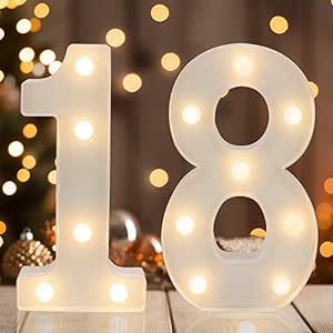 IFDGCTK Decorative Led Light Up Numbers, 18th Birthday Decorations ...