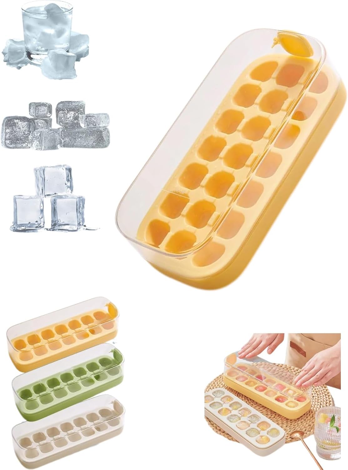 Amazon.com: FENGKUI Press Type Silicone Ice Cube Tray,Vertical Ice Tray ...