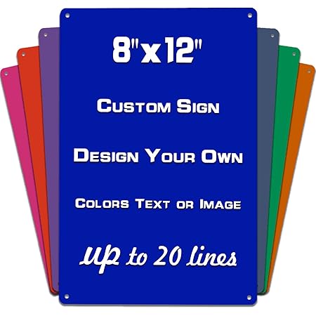 Amazon.com: Custom Sign 8 x 12 Inches Customize Personalized Metal ...