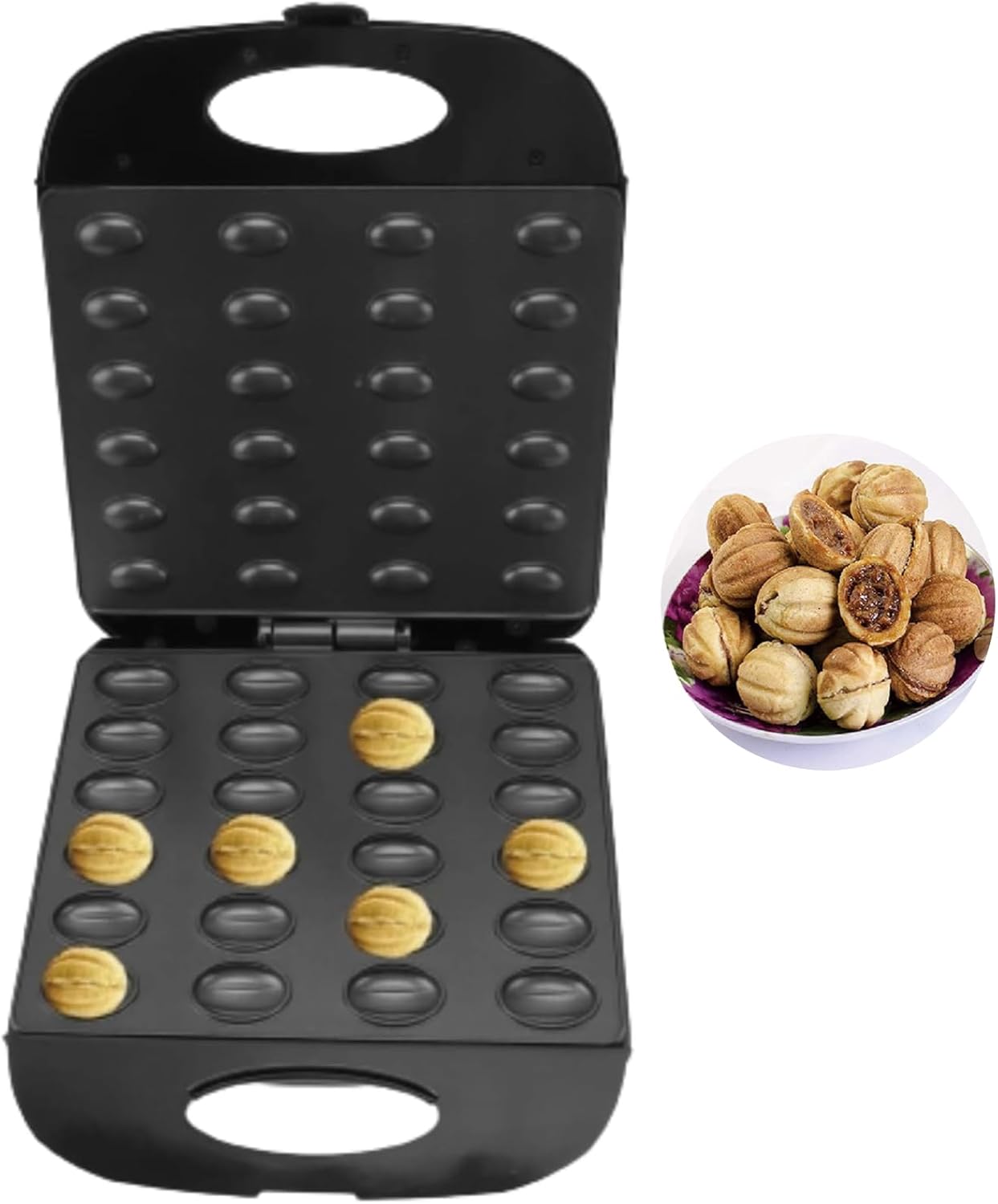 Amazon.com: Electric Walnut Cake Maker, 24 PCS Automatic Mini Waffle ...
