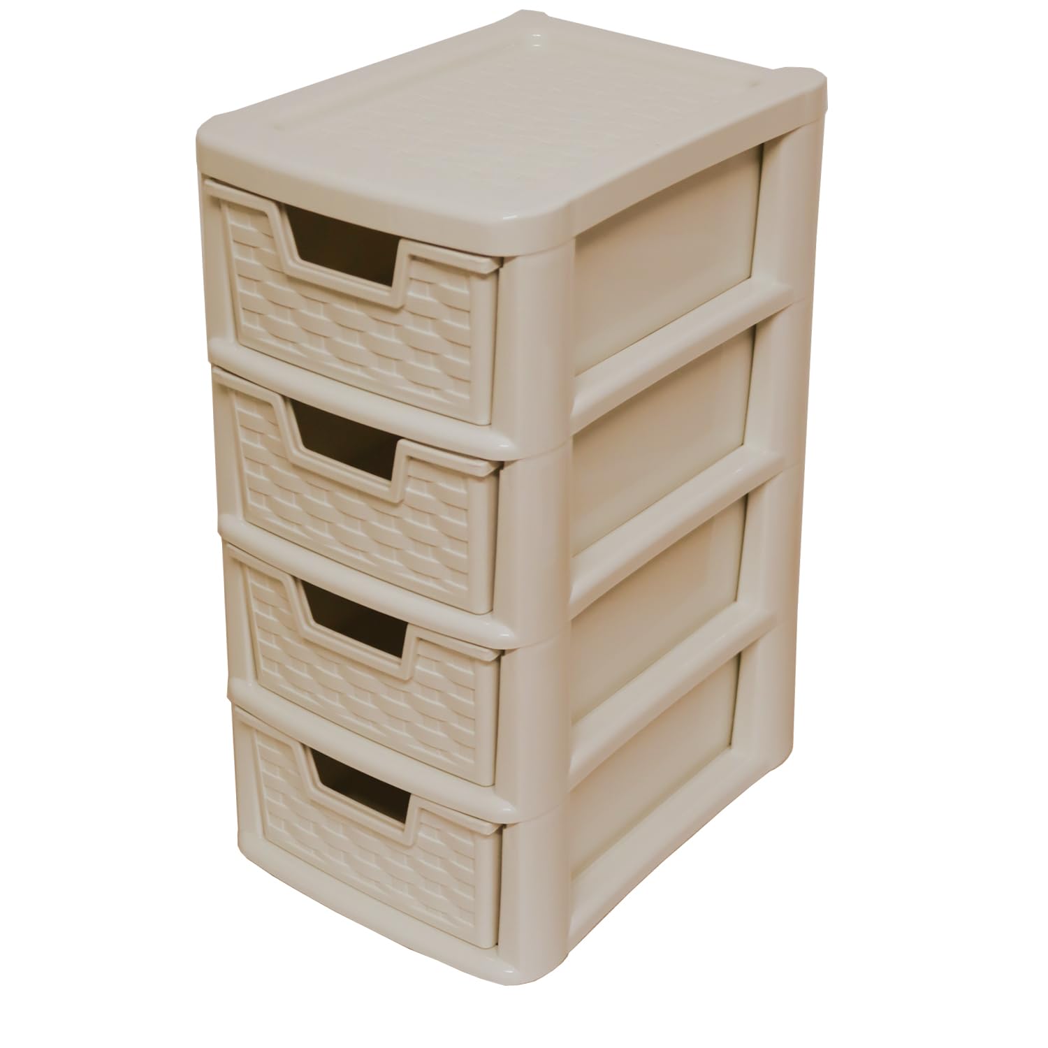 SIDSONS 4 Drawer Plastic Storage Drawer Unit Tiny Tower Rattan Effect ...