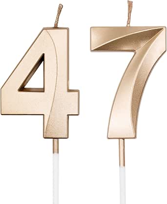 Amazon.com: Champagne Gold 47th & 74th Birthday Candles for Cakes ...