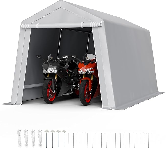 VEVOR Portable Shed Outdoor Storage Shelter, 8 x 14 x 7.6 ft Heavy Duty ...