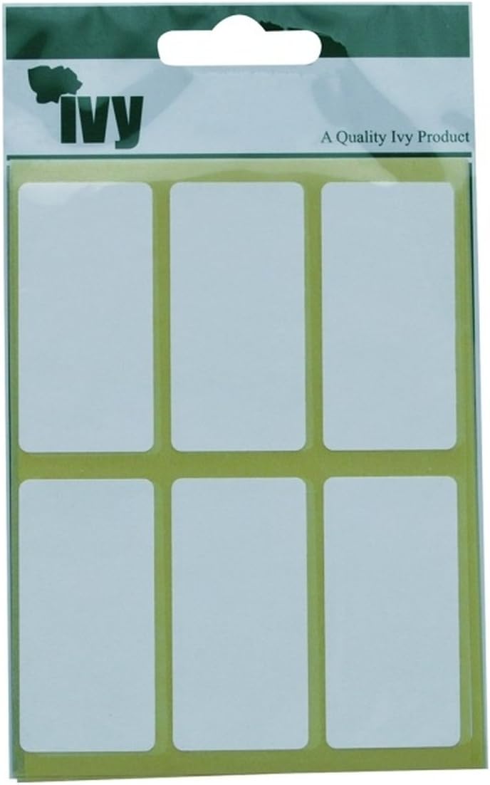 White Self Adhesive Sticky Labels (25mm x 50mm - 42 Stickers) : Amazon ...
