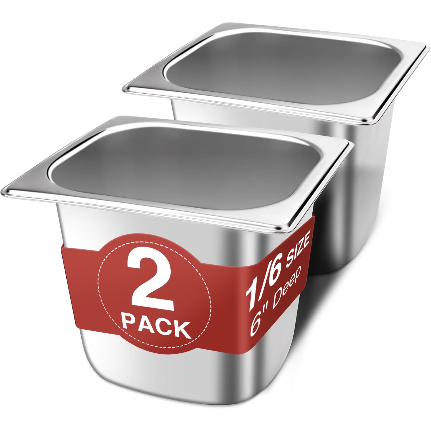 Snapklik.com : 2 Pack Hotel Pans,1/6 Size 6" Deep,Anti-Jamming Steam ...