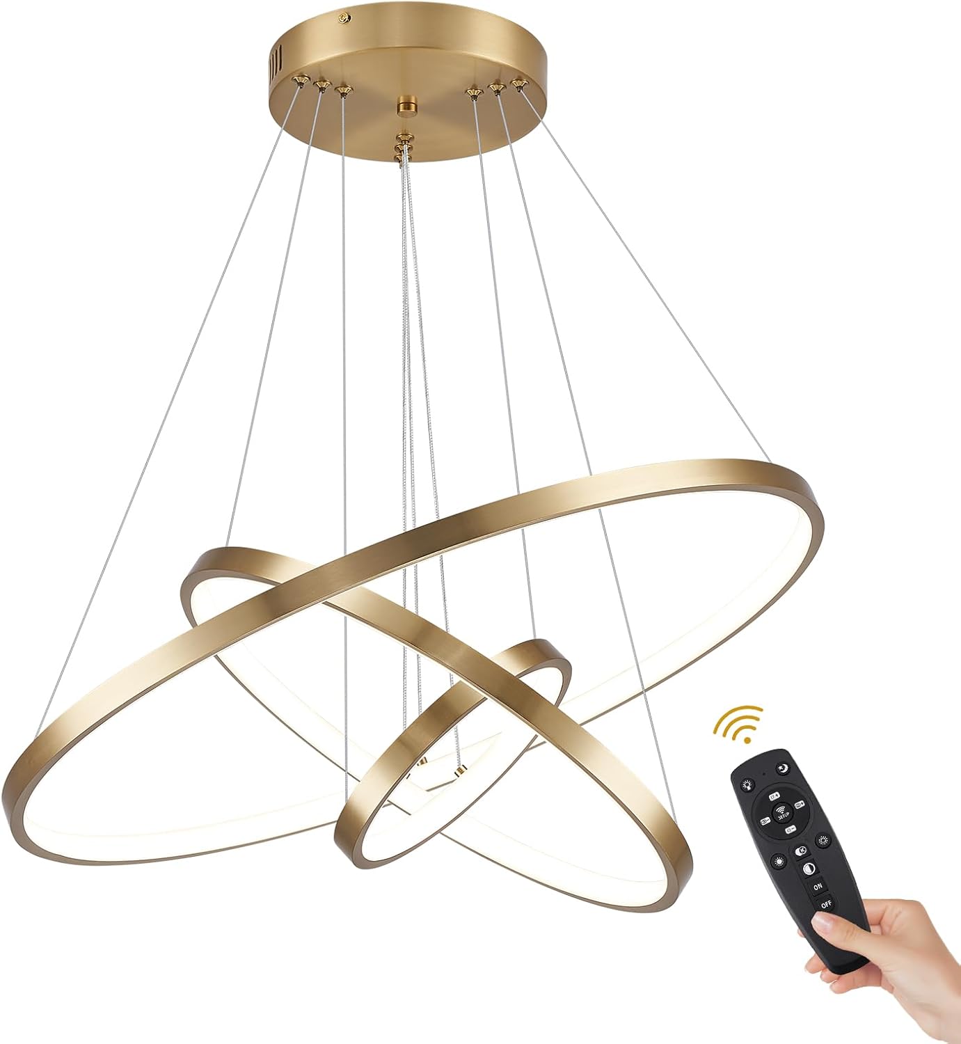 3 Rings LED Chandelier Modern Gold Chandelier Dimmable Flush Mount ...