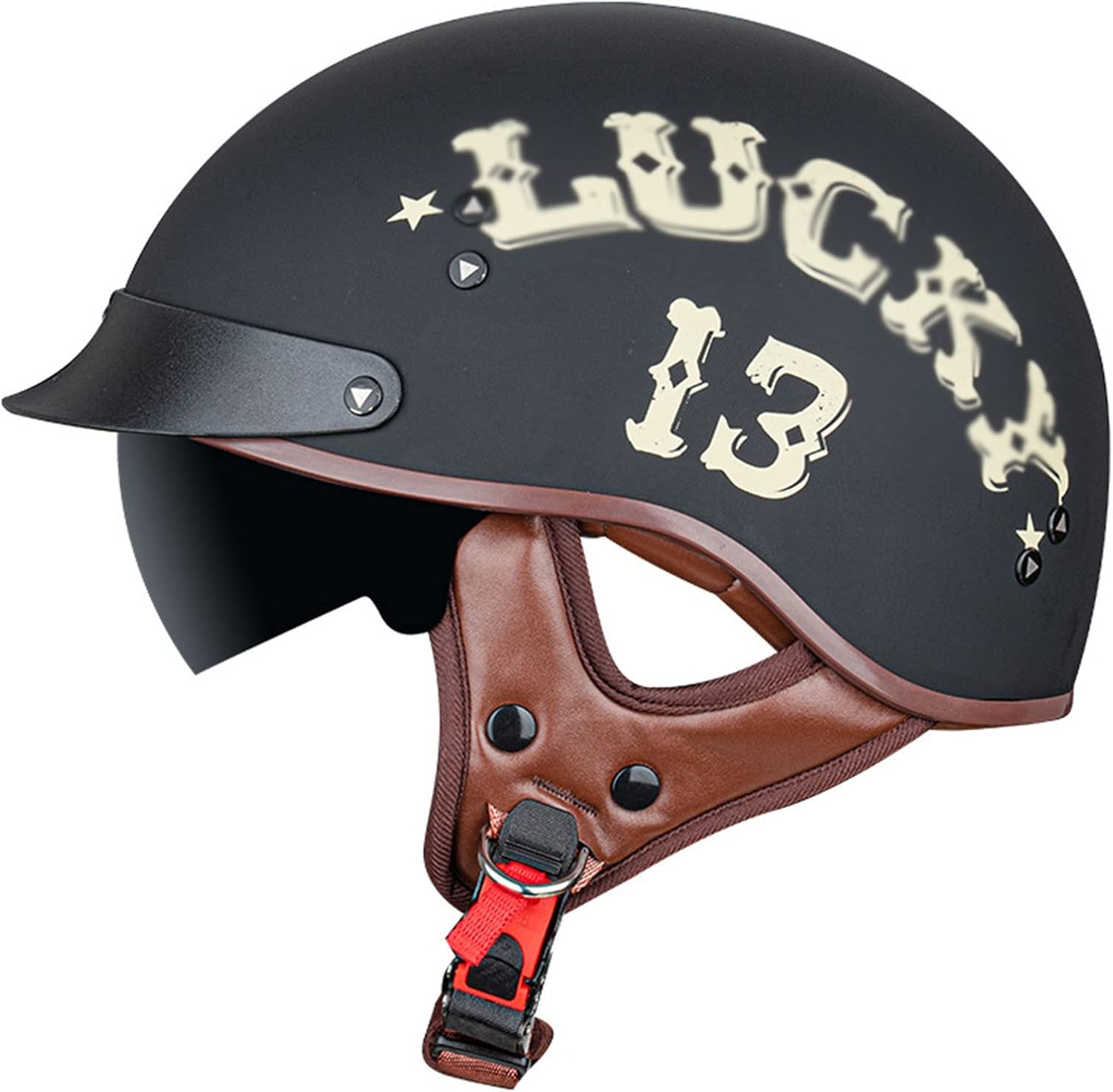 Amazon.com: German Style Motorcycle Retro Half Helmet, with Sun Visor ...