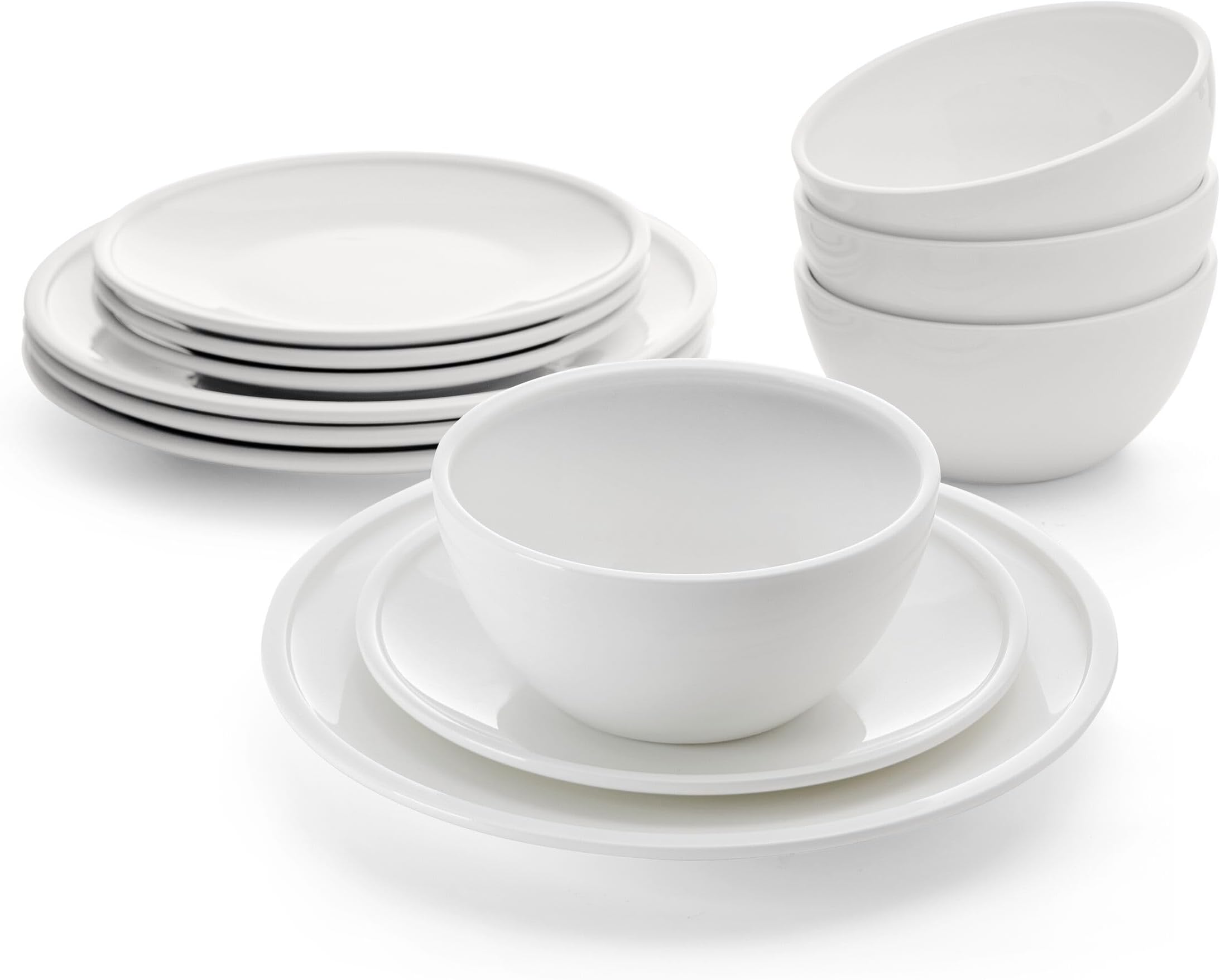 Amazon.com | Hotel Collection White Dinnerware, Bone China Coupe 12-Pc ...