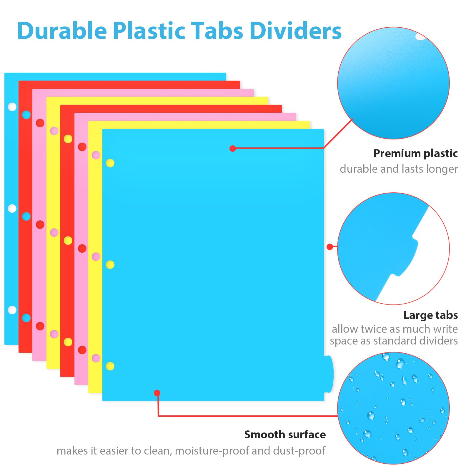Snapklik.com : WOT I Plastic 8-tab Binder Dividers - 6 Sets